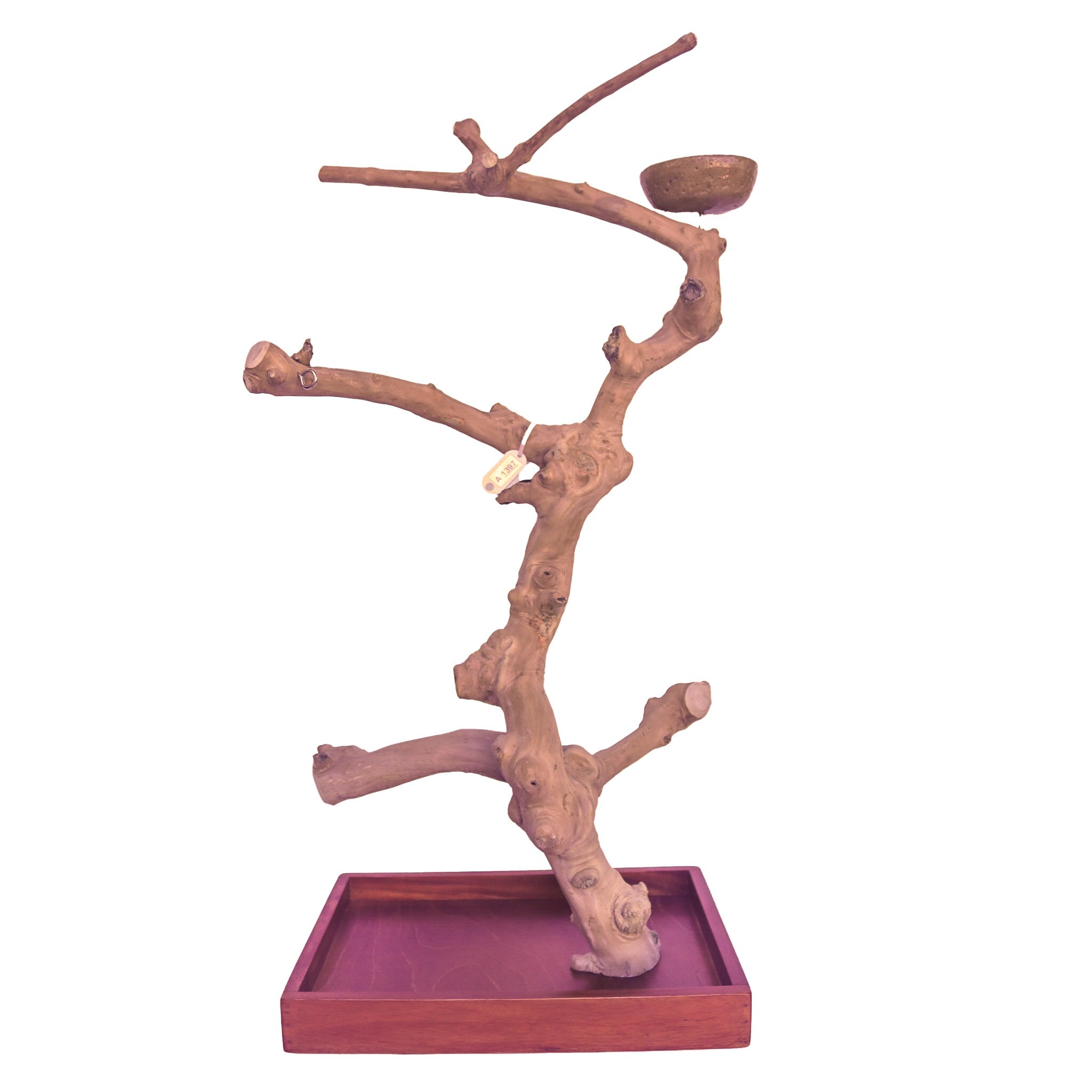 PYT-AE500S-A1397 - 15"x10"x31" Small Java Wood Table Top Play Stand