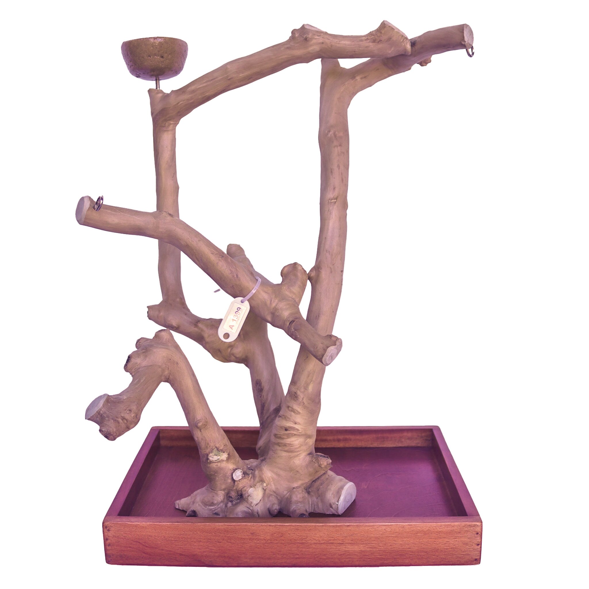 PYT-AE500S-A1399 - 15"x10"x21" Small Java Wood Table Top Play Stand