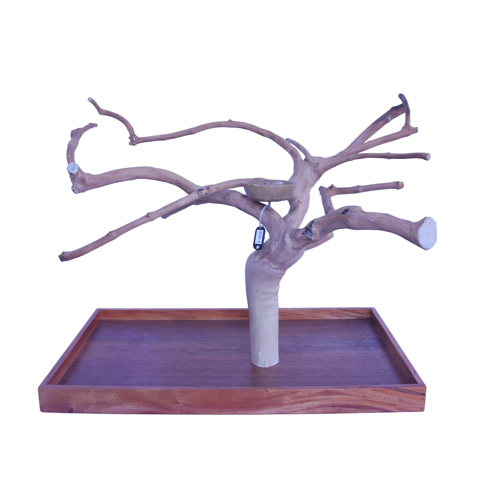 PYT-AE500L-A3928 - 28"x18"x32" Large Java Wood Table Top Play Stand