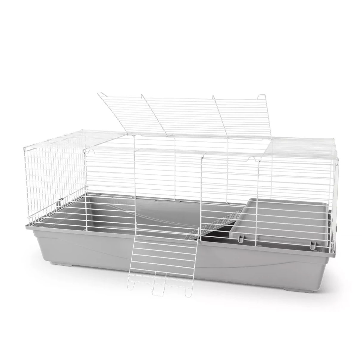 RB120SP Grey - 48" Rabbit Cage w/ Ramp & Platform (Retail Box)