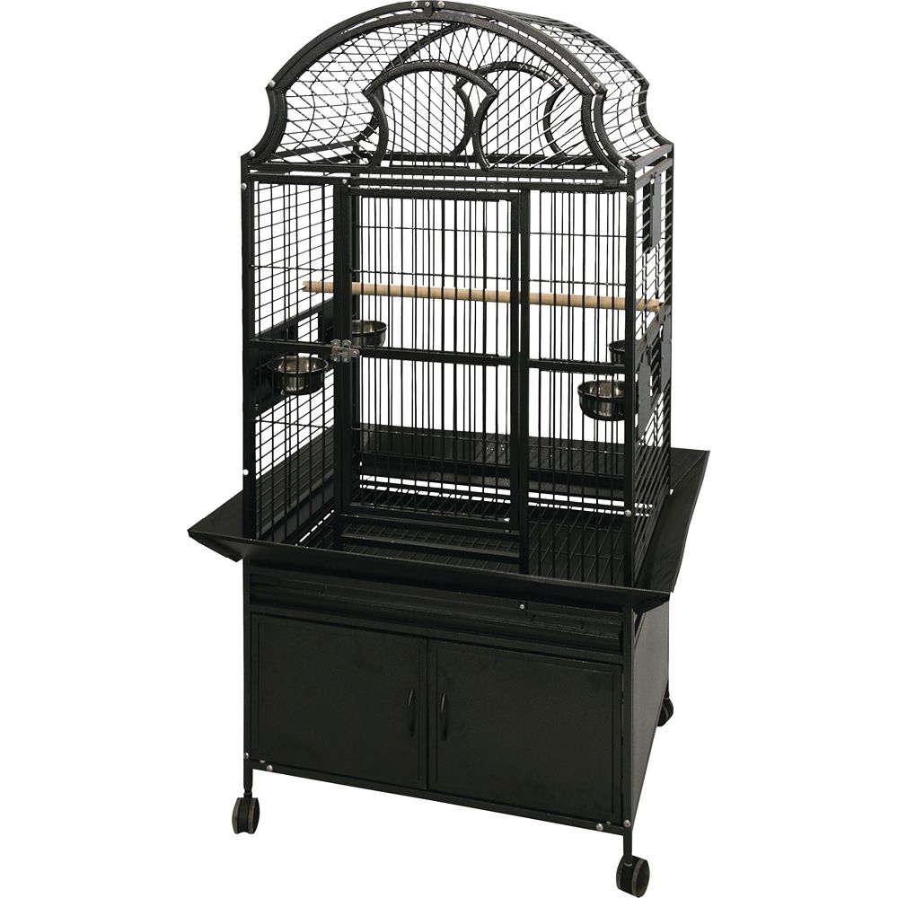 RY3628 Black - 36"x28"x72" Victorian Cage with Cabinet Base